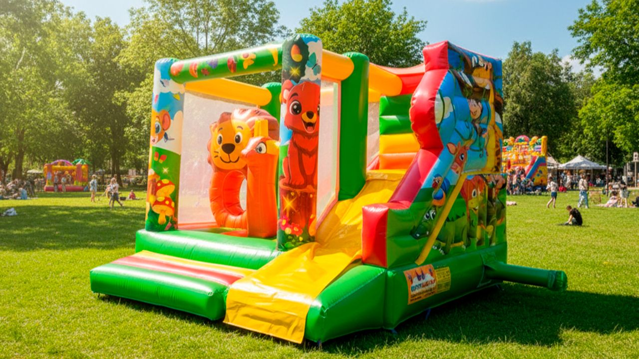 Коммерческий надувной батут «Мини джунгли» с горкой, 4*3,5*2,6 м