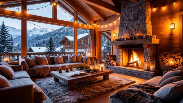 Уютный зимний вечер в горах | Камин и тишина | Ambient