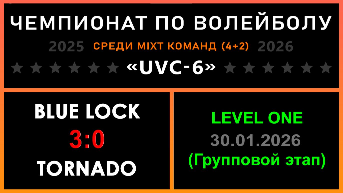 Blue lock - Tornado, UVC-6 (Mixt) - LEVEL ONE (Групповой этап)