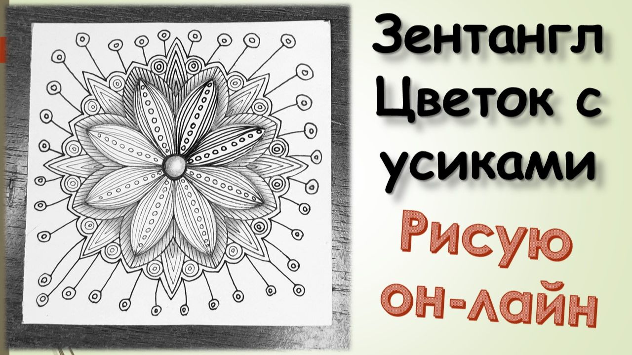 Зентангл Цветок с усиками