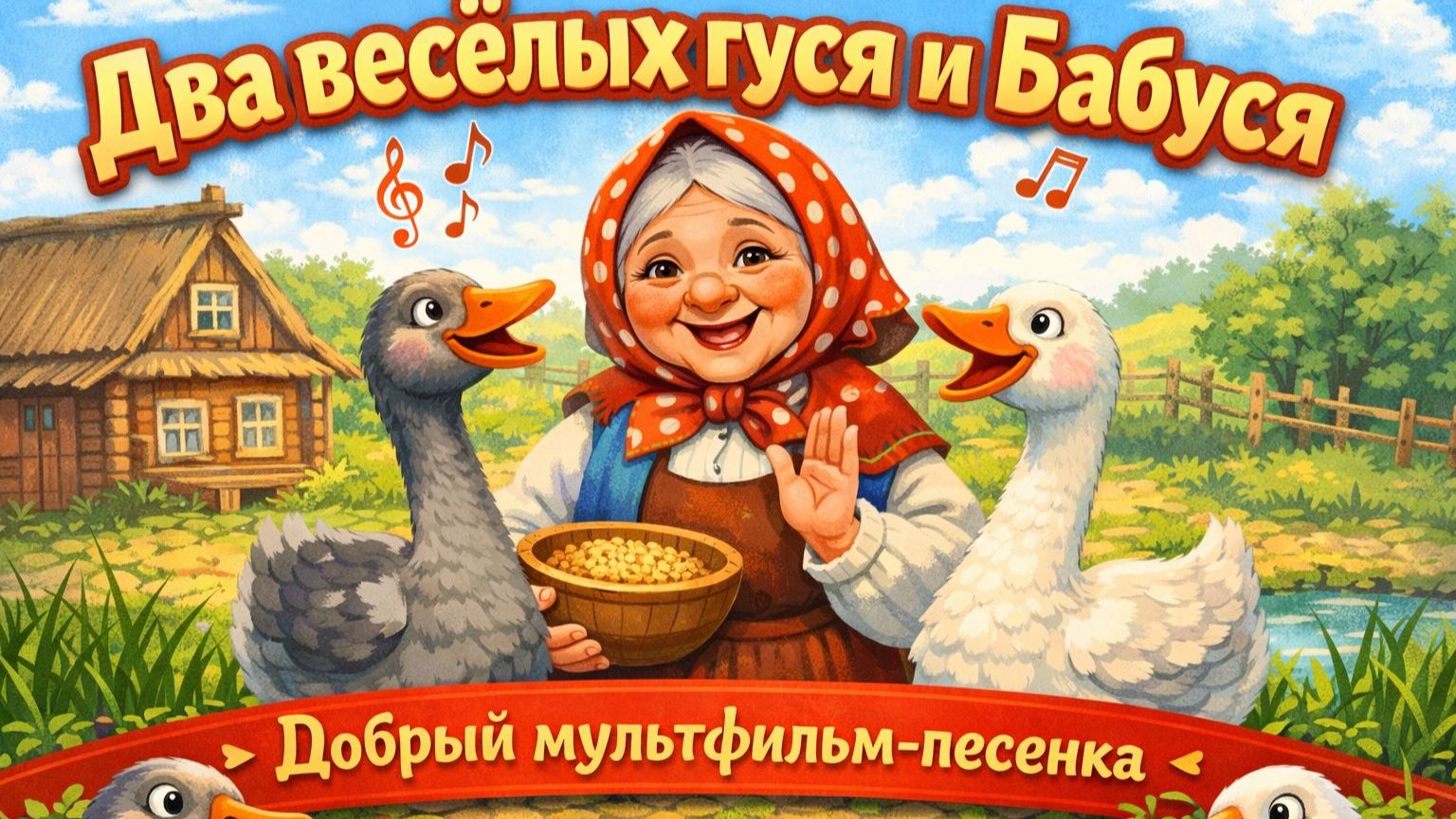 «Жили у бабуси два весёлых гуся» добрый деревенский мультфильм-песенка