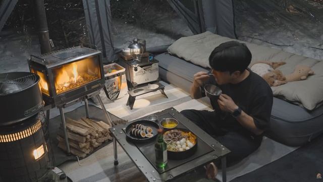 -15℃ Поход в снежный кемпинг с моей собакой .