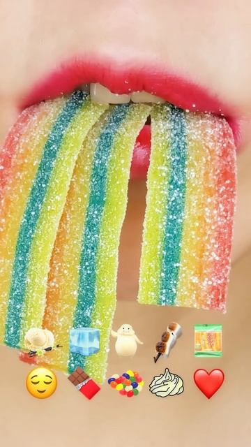 ASMR музыка и асмр: поедание радужных сладостей, звуки еды, эмодзи