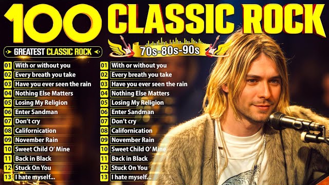 🍿 Classic Rock Songs 70s 80s 90s Full Album 🎶 Nirvana, Guns N' Roses, AC/DC, Bon Jovi, Metallica,