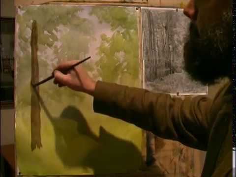 Видеоуроки живописи  Акварель  Летняя аллея