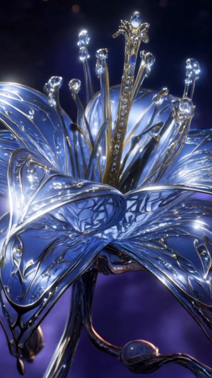 Футуристичный декоративный цветок на сказочном фоне.