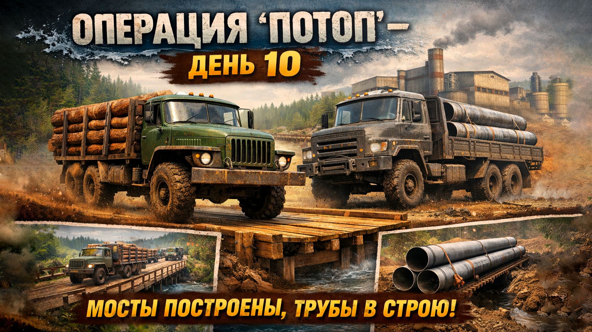 Мосты построены, конвои пройдут без заминок! | RoadCraft 🔴 Операция «ПОТОП» — День 10