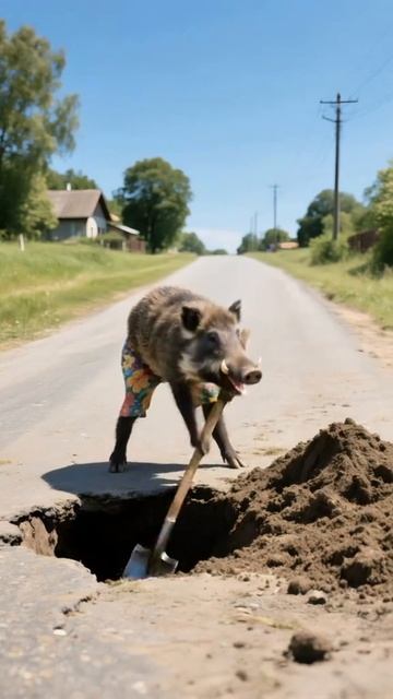 Прикольный рыжий кот и кабан