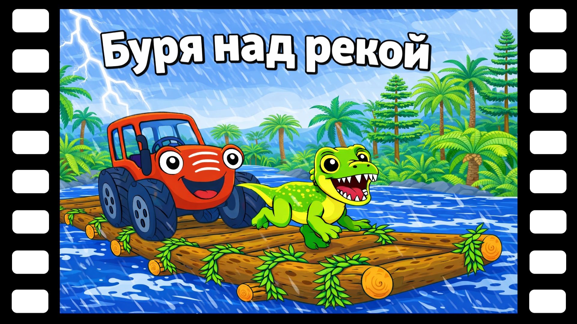 Буря над рекой — Сказки ТракТЫРишкИ 🌧️ Новый друг Стегоша и зелёный кристалл