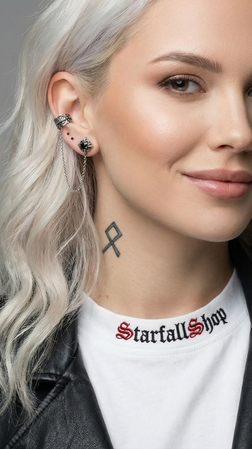 Моносерьга-пусет с каффом на цепочке "Классика со звездой" от StarfallShop