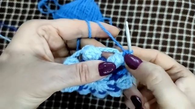 4 ряд Коврик-сидушка ″Снежинка″, в технике многослойного вязания
