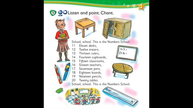 Kids Box 2, Unit 2.2 nambers 11-20 Back to school. Say the chant.