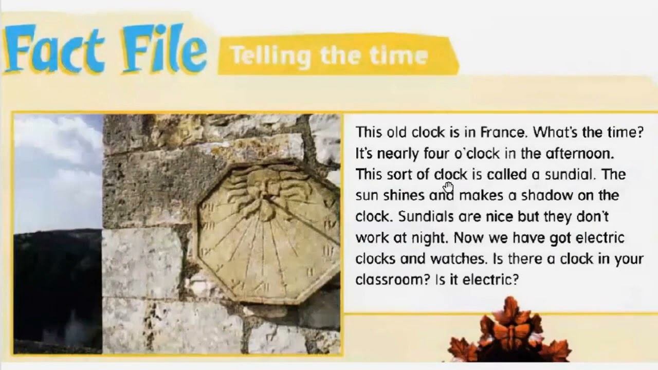 Pearson Excellent 2 Unit 4 Fact File ( Telling the time)