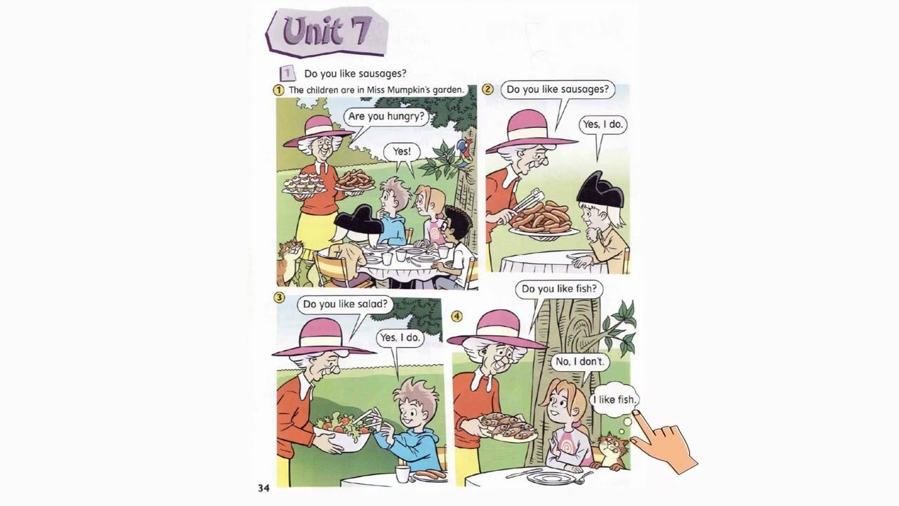 Pearson Excellent 1 Unit 07 Do you like sausages? p 34-35 (dialogue)