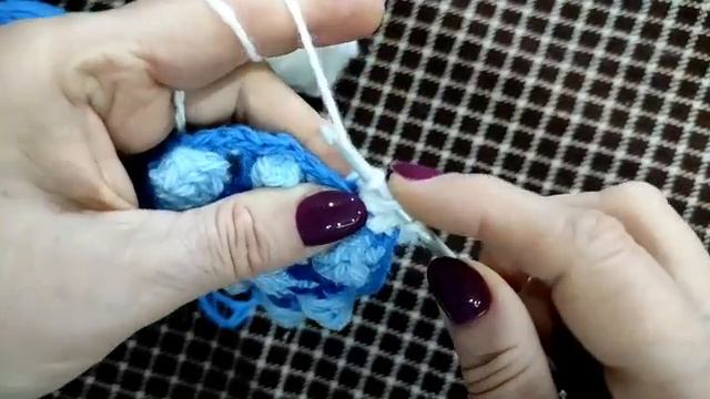 5 ряд Коврик-сидушка ″Снежинка″, в технике многослойного вязания