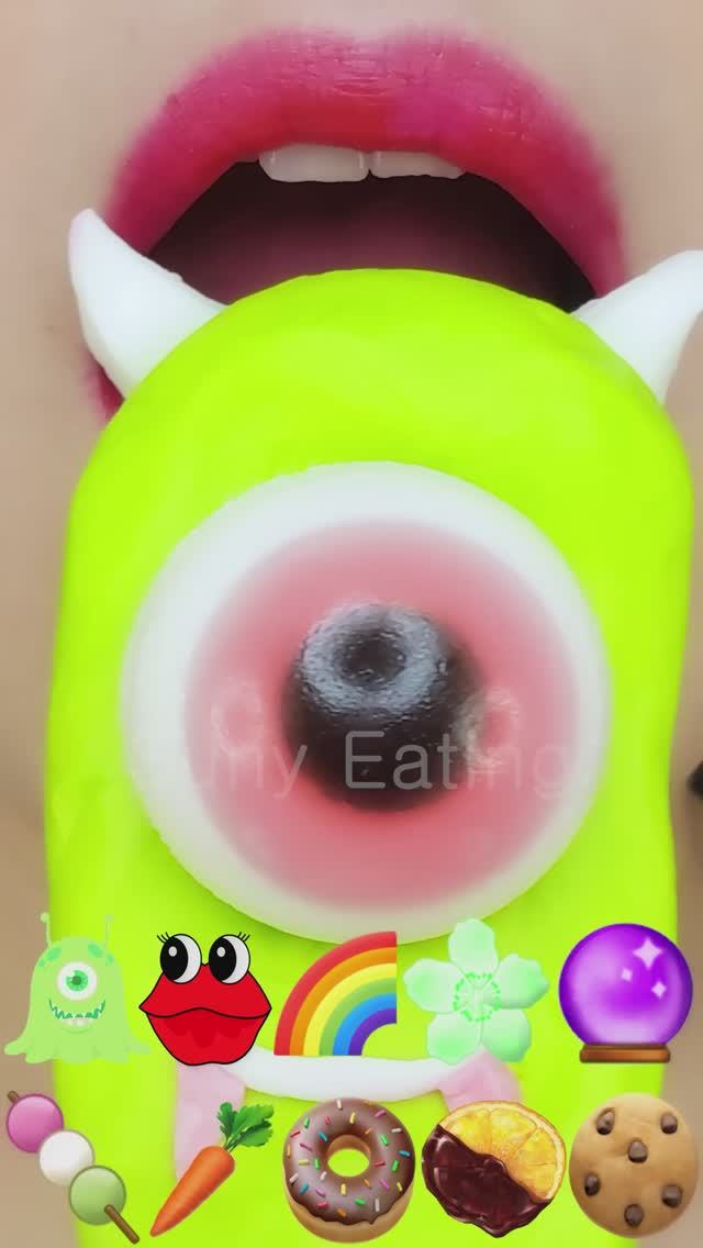 #ASMR корейские сладости из желе в виде монстров: звуки рта, звуки еды, триггеры, смайлы