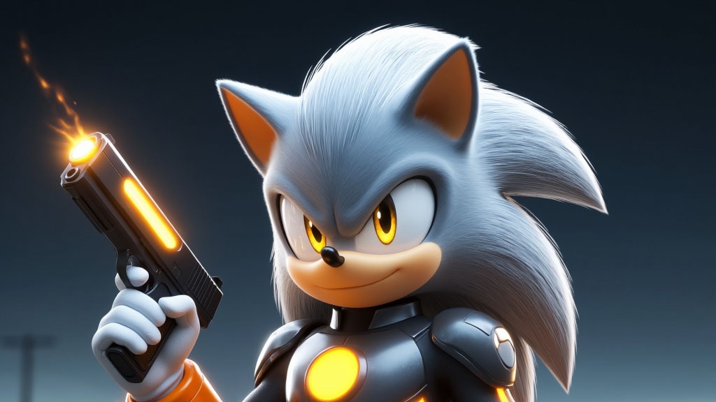 Тандер в высокотехнологичном футуристическом костюме с высокотехнологичным футуристическим оружием.