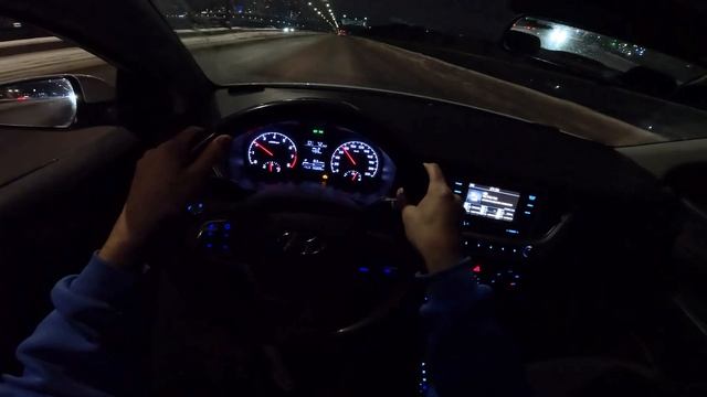 2018 Хёндай Солярис / Hyundai Solaris ГБО Метан 1.4 автомат 100 л.с.| Ночной тест-драйв | Делимобиль