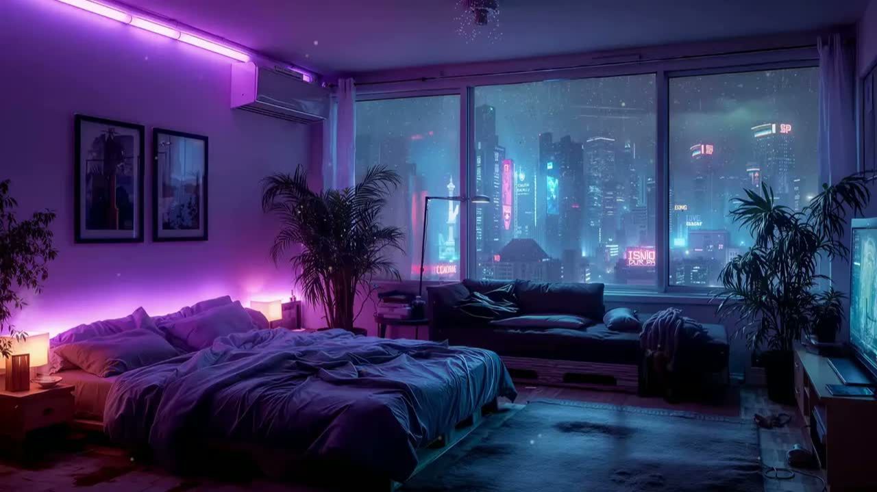 ☕ [2 ЧАСА] Lo-Fi ночного неонового города: Атмосфера 80-х для работы и концентрации