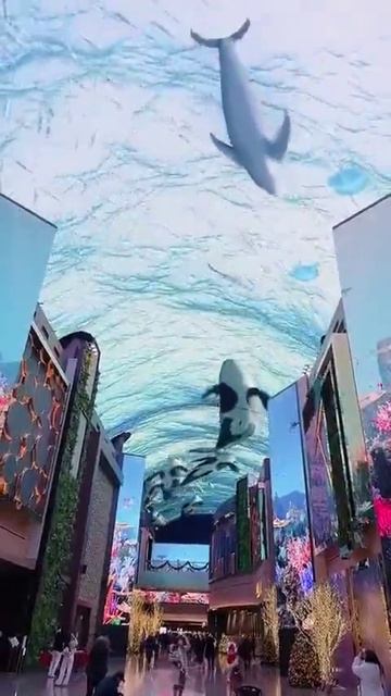 3D потолок-экран в китайском торговом центре.