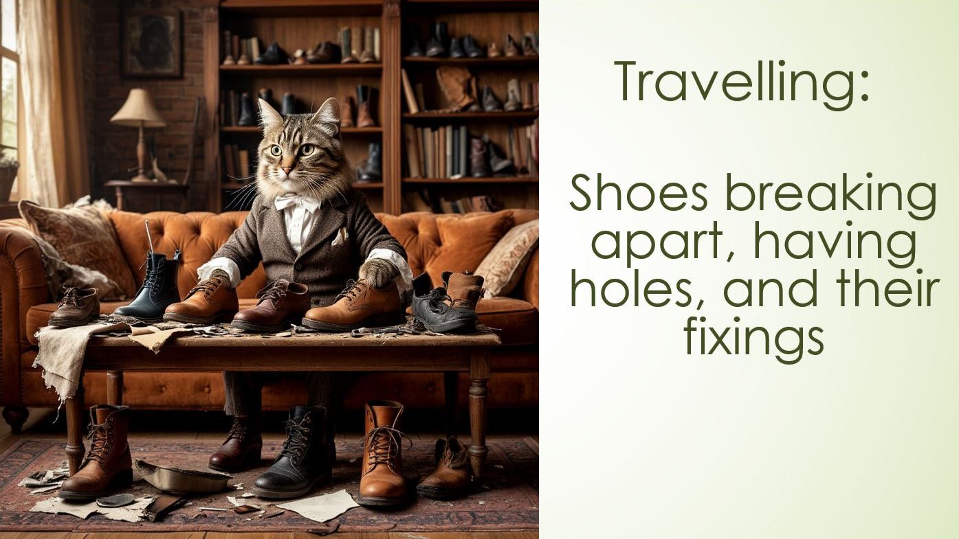 Story # 209 :  Travelling : Shoes breaking apart, having holes, and their fixings