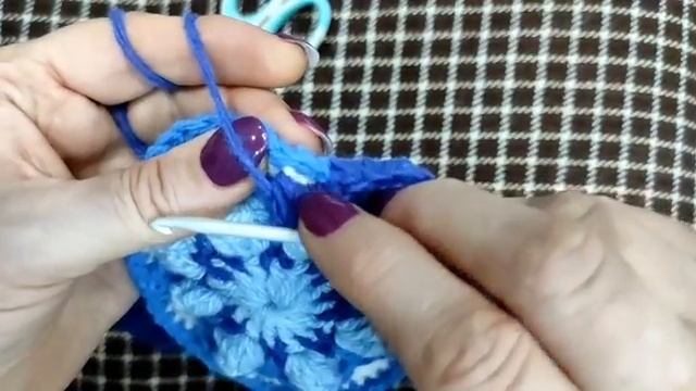 7 ряд Коврик-сидушка ″Снежинка″, в технике многослойного вязания
