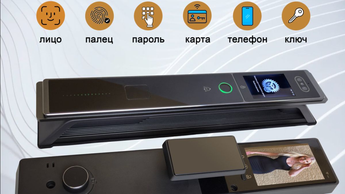 Электронный замок Mirlock FD2091 на входную дверь с распознаванием лица ручкой pus-pull удаленно