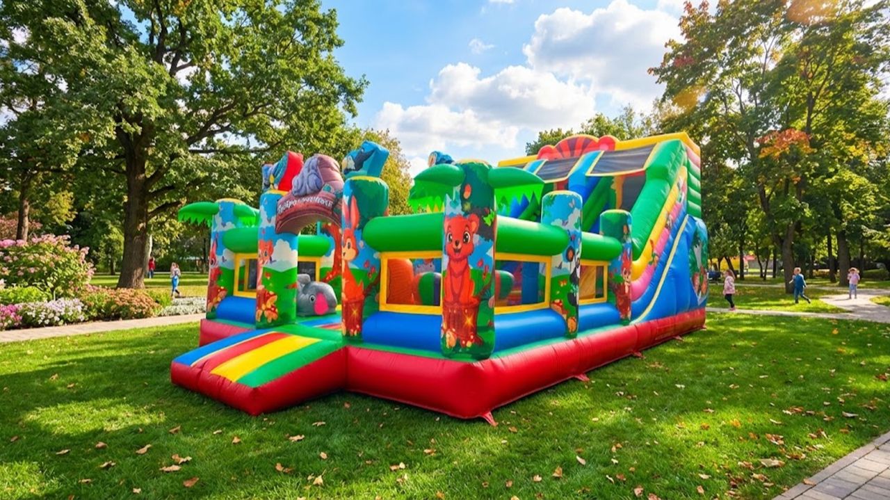 Коммерческий надувной батут «Звериная команда», 9х5х5 м