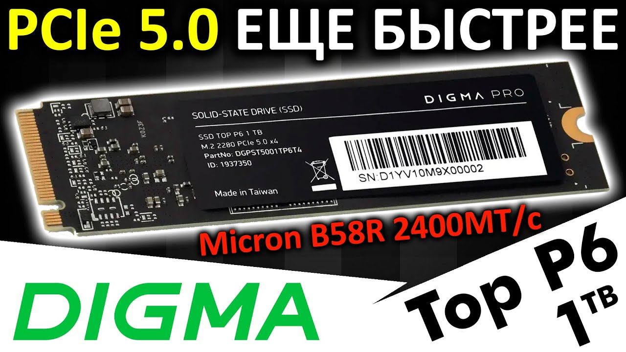 PCIe 5.0 SSD - DIGMA PRO Top P6 1TB (2400 MT/s) DGPST5001TP6T4