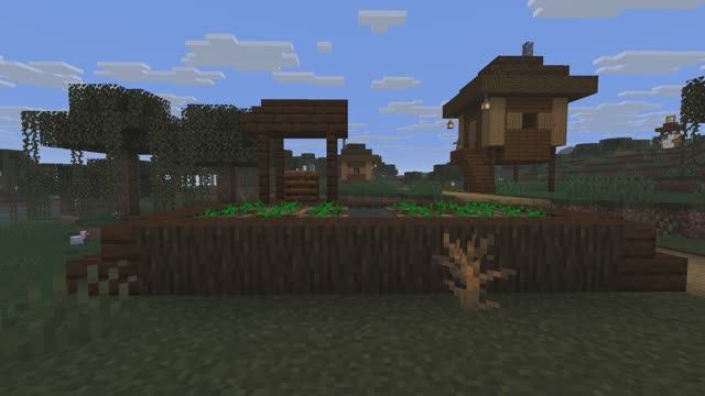 строю огород в minecraft из болотной деревни