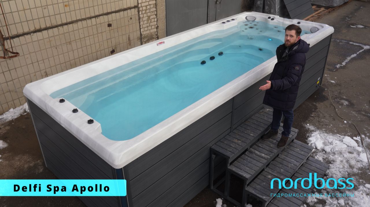Краткий видеообзор гидромассажного плавательного спа-бассейна Delfi Spa Apollo