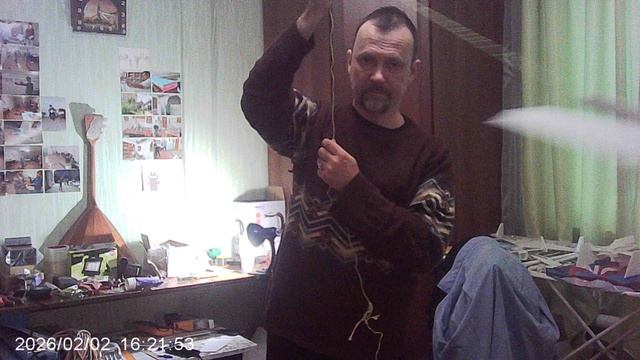 Запуск БезМоторно-Кордовой АвиаМодели (БМКАМ) в комнате. Февраль 2026.