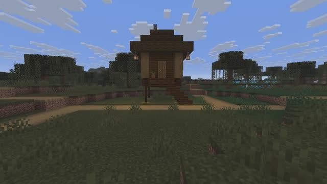 строю маленький дом в minecraft из болотной деревни