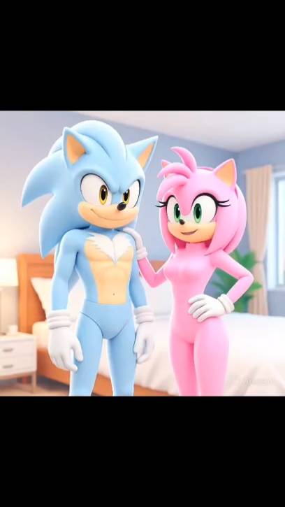 Тандер и Эми в спальне. Аниме.