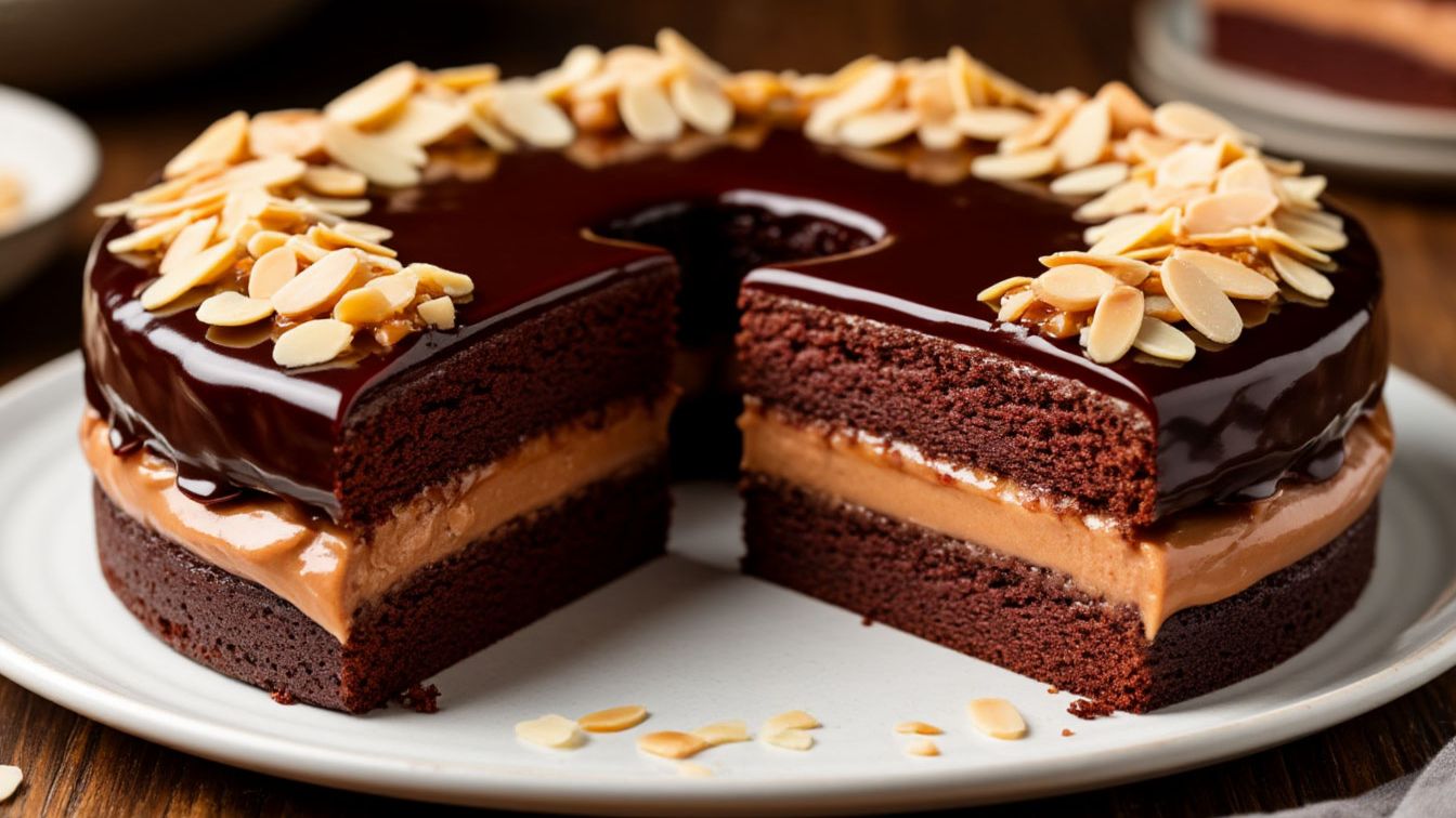 Шоколадно-карамельный торт с нежным кремом из сгущёнки