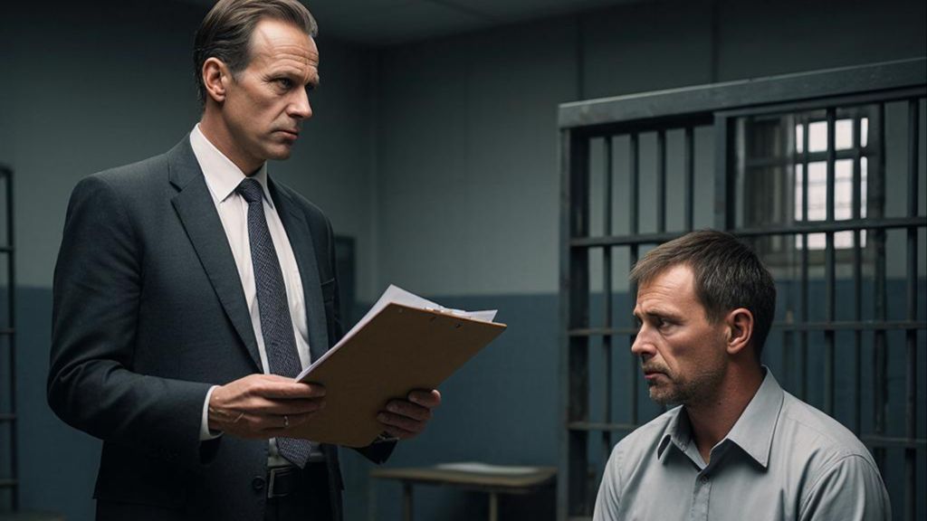 Адвокат беседует с арестованным, завтра на мере того должны отвустить на подписку...