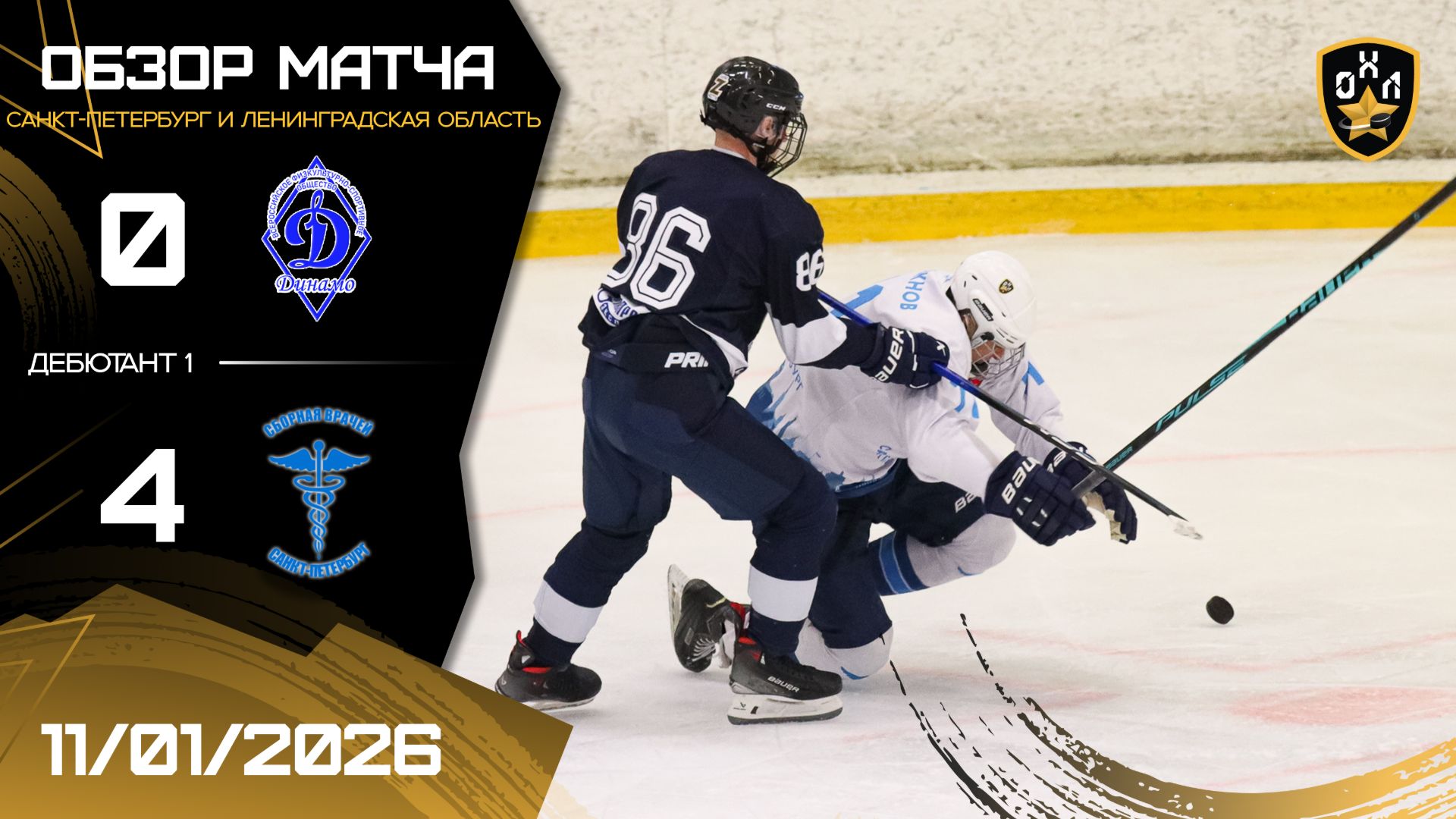 ОБЗОР / ВФСО ДИНАМО - СБОРНАЯ ВРАЧЕЙ / 11.01.2026 / ОХЛ САНКТ-ПЕТЕРБУРГ / ДИВИЗИОН ДЕБЮТАНТ 1