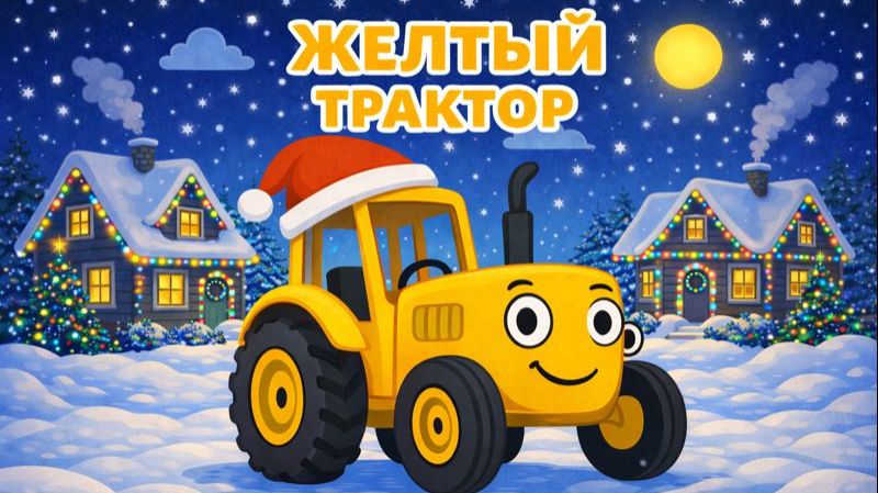 Новогодняя песенка про Желтый трактор. Детский мультик.