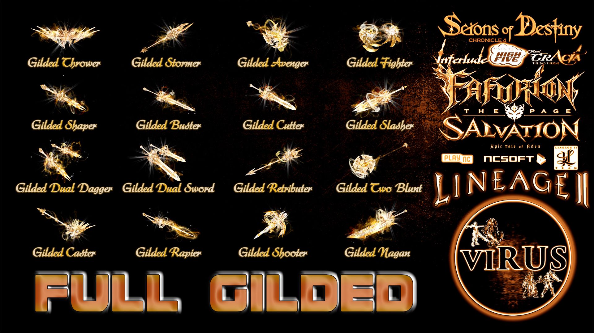 Full Set of Gilded Weapons. LINEAGE II. Any Chronicles ◄√i®uS►