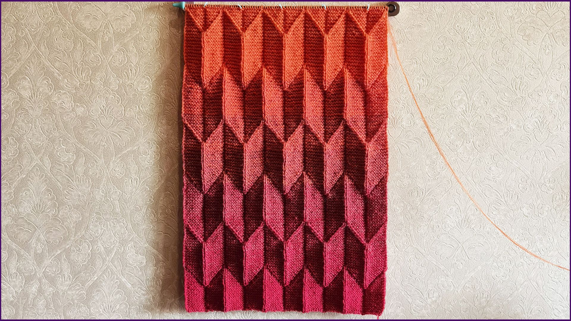 Палантин или шарф спицами. Двухсторонний узор спицами. Часть 3.