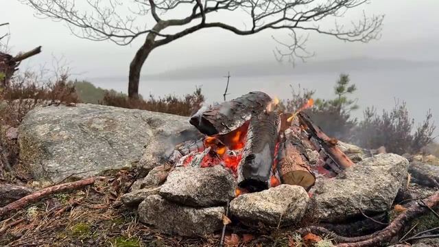 2 ЧАСА Завораживающего Костра | Треск Огня + Шум Дождя ( ASMR )