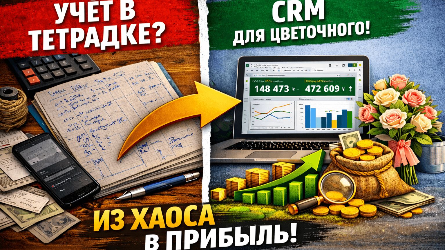 Из "тетрадки" в CRM для цветочного магазина: продажи → склад → расходы → прибыль (реальный пример)