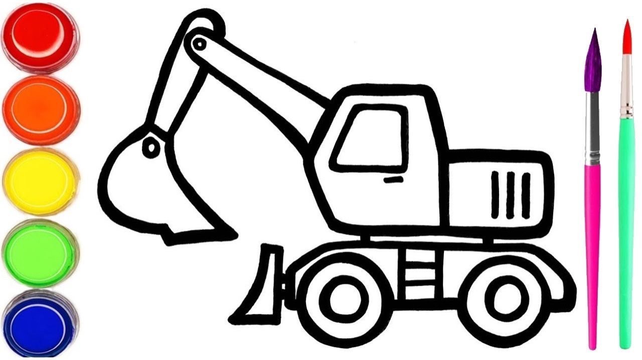 Мультик раскраска для детей и малышей. Новый сборник рисунков. Как нарисовать трактор, грузовик