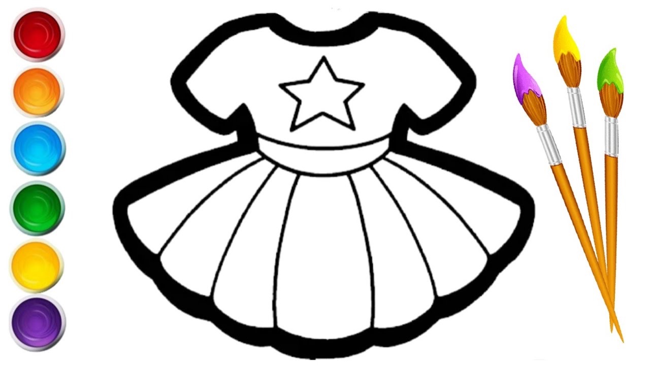 Мультик раскраска для детей и малышей. Новый сборник рисунков. Как нарисовать платье