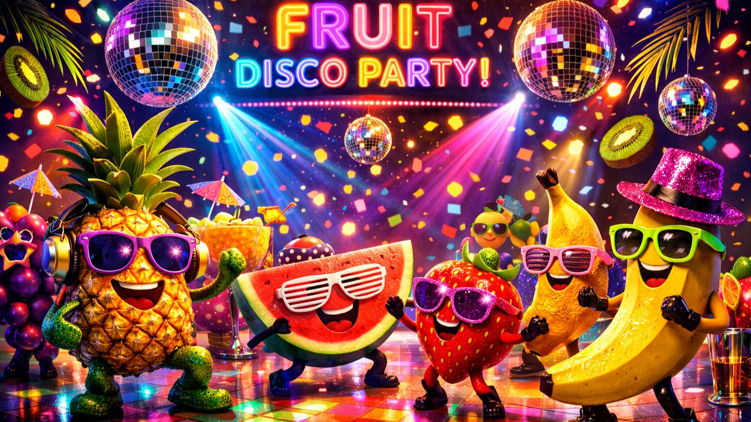 Фруктовая вечеринка в стиле диско! 🍍🎉 Зажигательная музыка и танцы для вашего малыша ✨👶