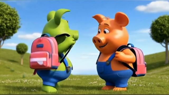 Мультики для детей Два поросёнка Учим цифры Two funny pigs, one green and the other orange.