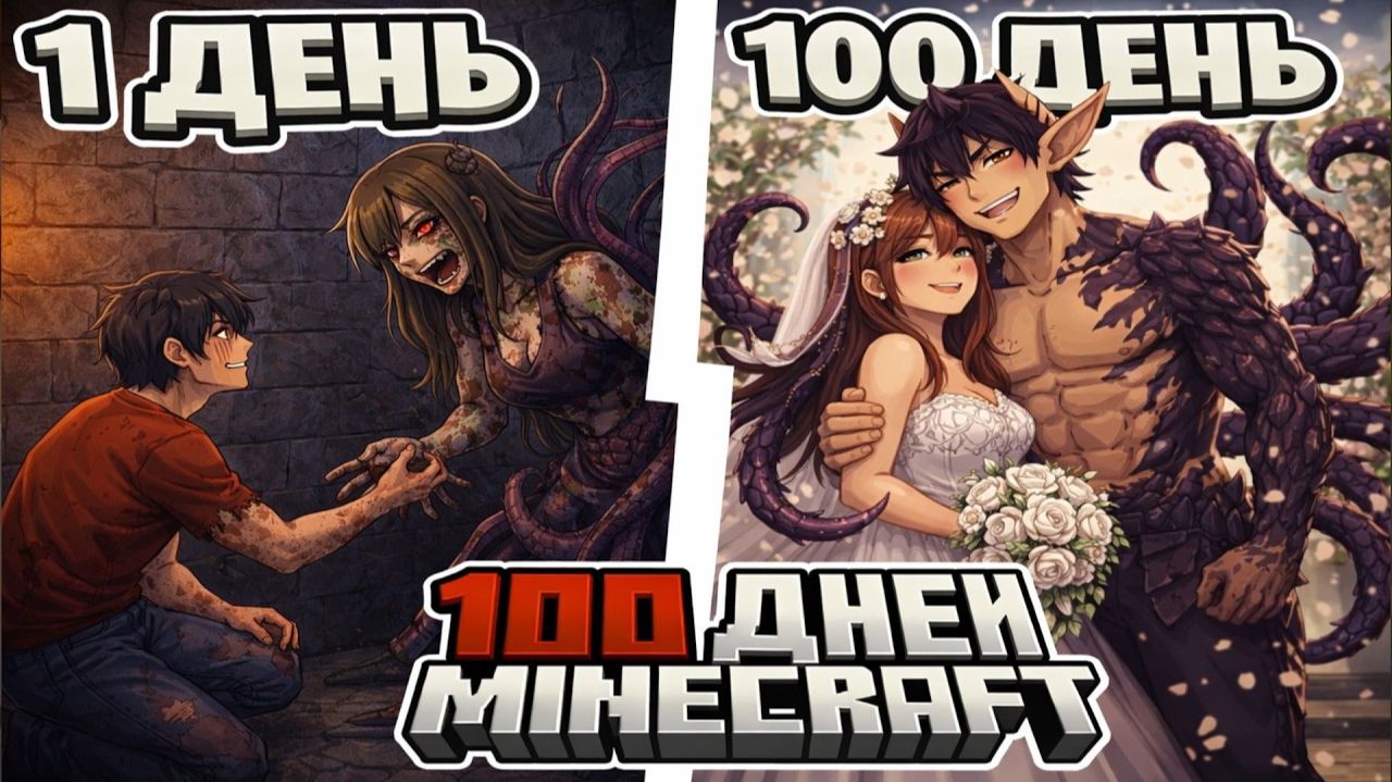 Я ПРОЖИЛ 100 ДНЕЙ С ДЕВУШКОЙ МУТАНТОМ В МАЙНКРАФТЕ