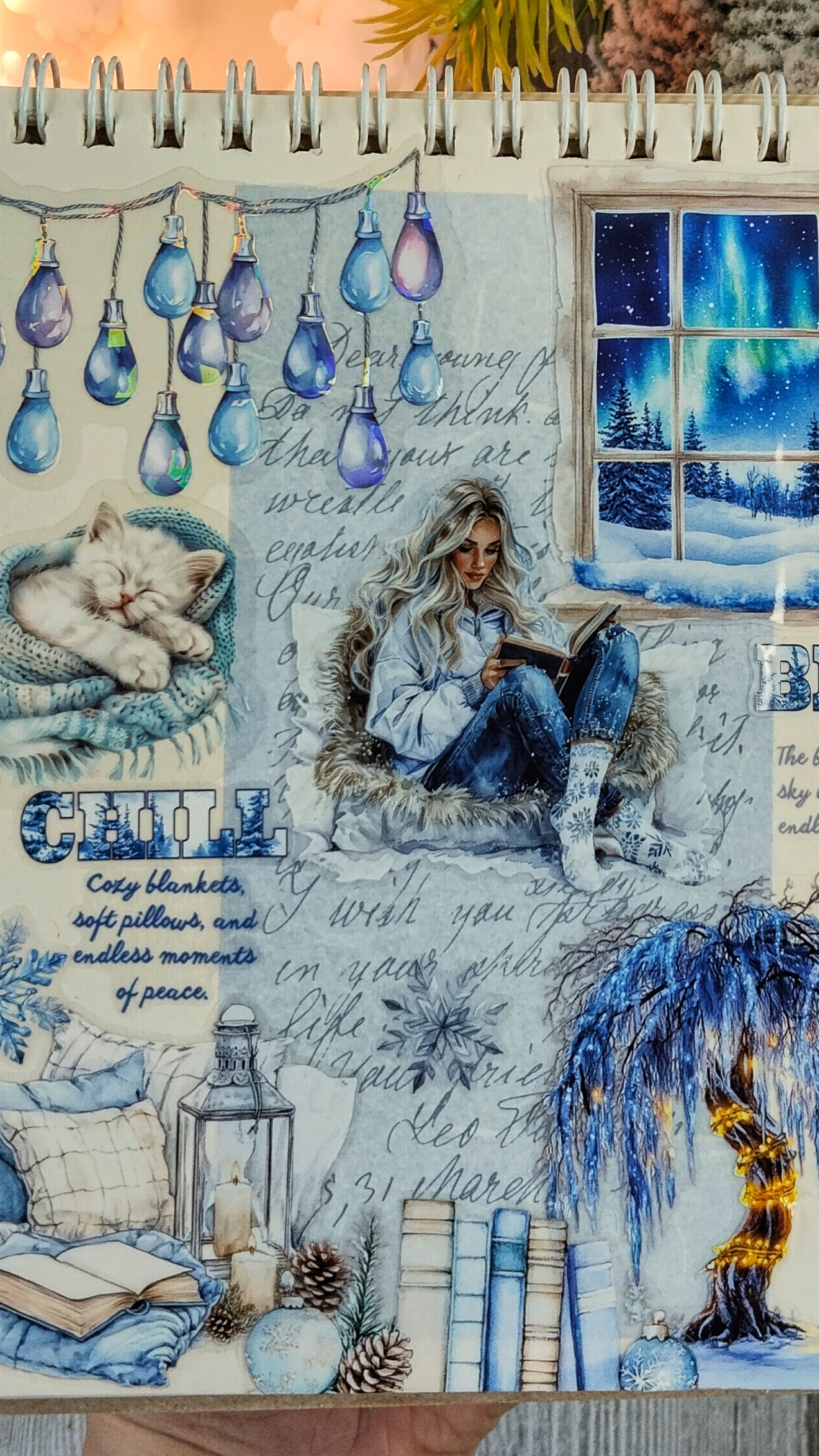 «Уютная зима» 🐈⬛❄️📖 #скрапбукинг #асмр #зима #уют #мороз #снег #снежинки #красота #котенок #книги
