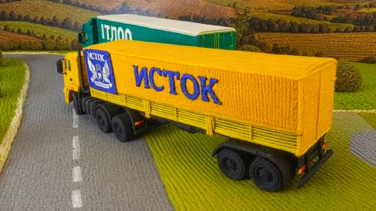 Вязаный макет города масштаб 1/43. Про машинки