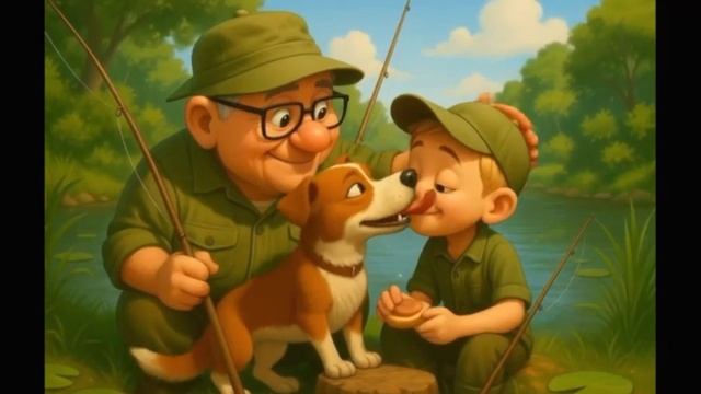 Мой внучок рыбачок.